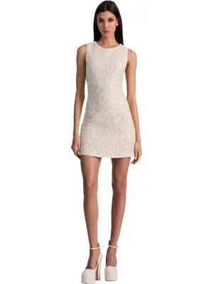 Alice + Olivia Cade Embellished Tweed Mini Dress - White