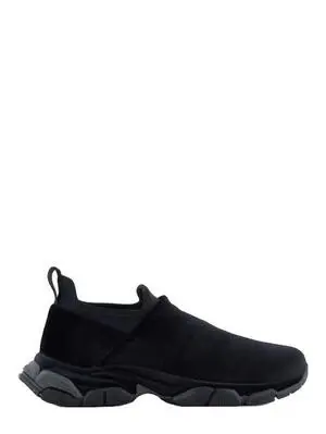 Giorgio Armani Velvet And Scuba Slip-on Sneakers - Black