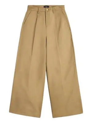 7 For All Mankind Comfort Twill Pleated Wide Leg Trouser - Natural