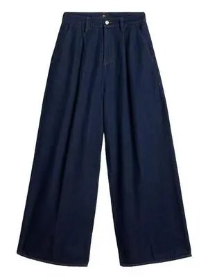 7 For All Mankind Pleated Wide Leg Trouser - Denim