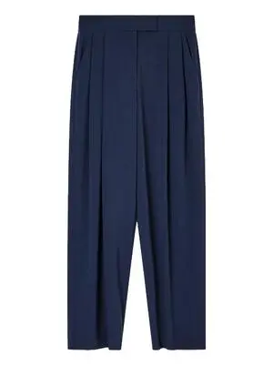 Giorgio Armani Double-pleat Virgin Wool Trousers - Blue
