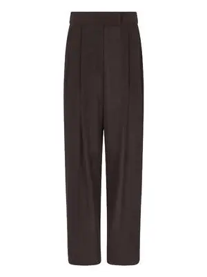 Giorgio Armani Double-pleat Virgin Wool Trousers - Brown