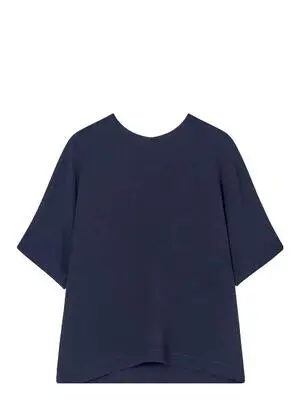 Giorgio Armani Triple Silk Georgette Crew-neck Blouse - Blue