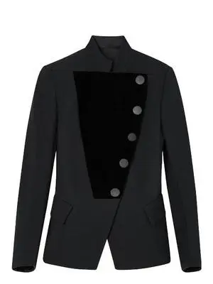 Giorgio Armani Stretch Wool And Velvet Single-breasted Jacket - Black