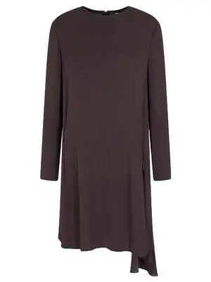 Giorgio Armani Draped Dress In Triple Silk Georgette - Brown