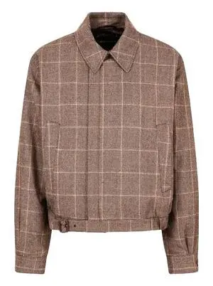 Emporio Armani Flannel Blouson With Check Motif - Natural