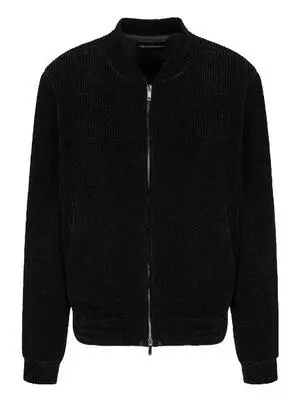 Emporio Armani Icon Quilted Velvet Blouson - Black