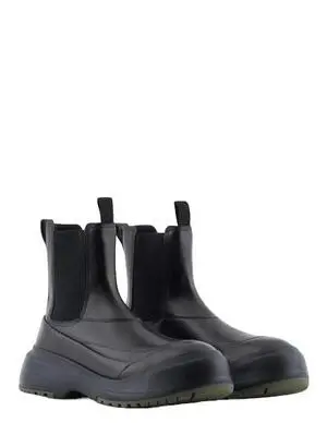 Emporio Armani Crust-effect Leather Ankle Boots - Black
