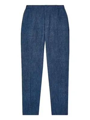 Emporio Armani Printed Seersucker Fabric Trousers - Blue