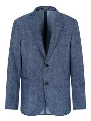 Emporio Armani Printed Seersucker Single-breasted Blazer - Blue