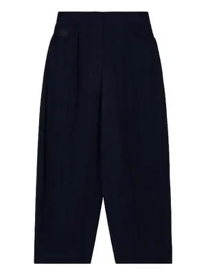 Emporio Armani Washed Wool Oval-leg Trousers - Blue / Navy