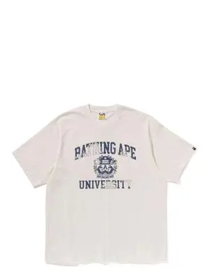 A BATHING APE Spray Print College Logo Relaxed Fit Tee Shirt Ivory