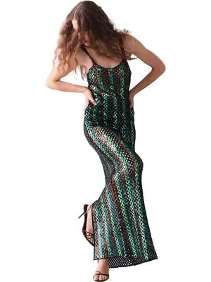 DVF X HENRY ZANKOV Nolita Sequin Maxi Dress - Aloe Multi