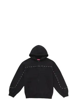 Supreme Piping Zip Up Hooded Sweatshirt - Black