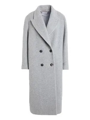 Peserico Wool Double-breasted Coat - Grey