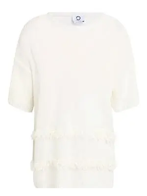 VOYAGE BY MARINA RINALDI Linen Knit Sweater - White