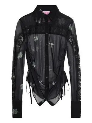 Pinko Shirt With Tulle And Lace - Black