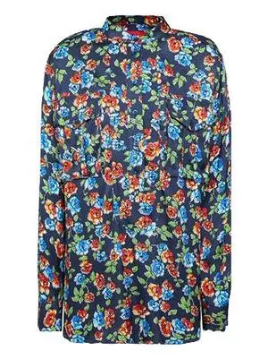 Max & Co. Floral Print Satin Top - Blue