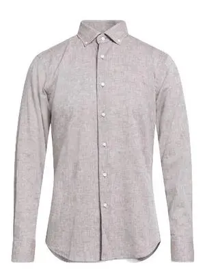 BAGUTTA Shirt Taupe Size Linen, Cotton - Grey