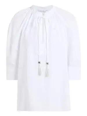 Max Mara Top With Tassels And Asymmetric Hem - White