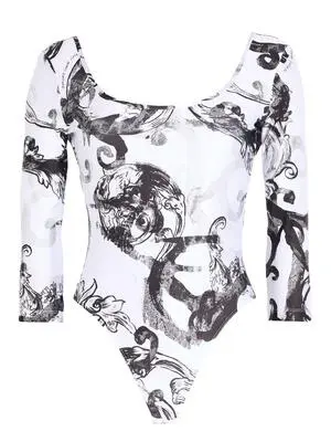 Versace Bodysuit In Signature Print - White