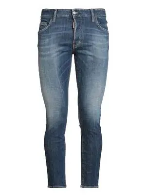 Dsquared2 Skinny Jeans With Leather Trim - Blue