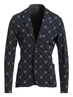 Giorgio Armani Single-breasted French Terry Blazer - Blue
