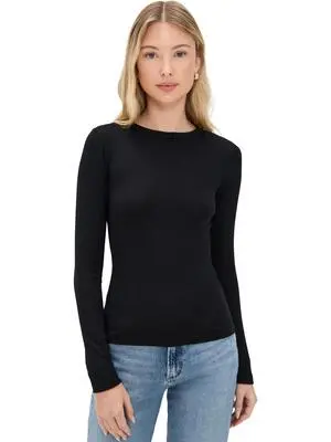 Madewell Modal Ribbed Long Sleeve Crewneck Top - Jet Black