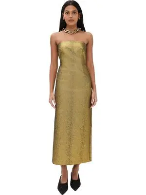 SIMONMILLER Verdelle Metallic Midi Dress - Star Gold