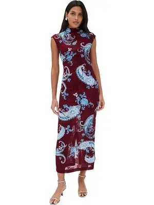 Hemant & Nandita Paisley Print Maxi Dress - Merlot