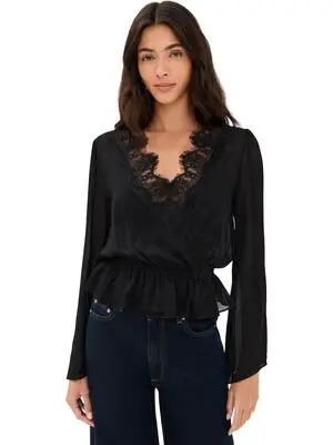 Generation Love Filippa Georgette Lace Combo Blouse - Black