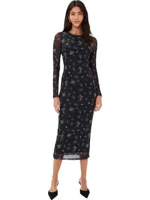 ANOTHER GIRL Charm Doodle Print Midi Dress - Black