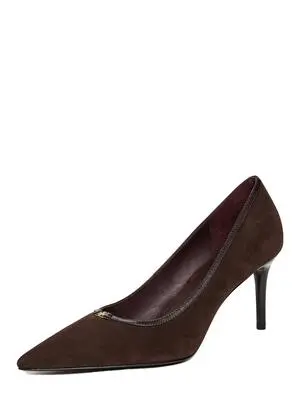 Tory Burch Double T Buckle Pumps - Dark Cocoa