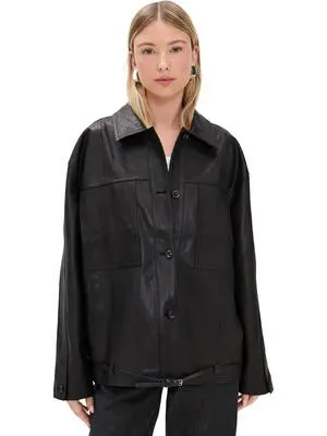 SIMONETT Oversized Leather Jacket