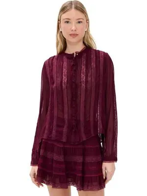 LoveShackFancy Alvynne Top - Oxblood