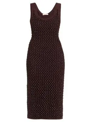 DIOTIMA Erin Crystal Mesh Maxi Tank Dress - Dark Brown