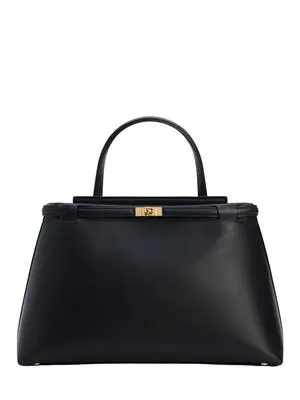 Janessa Leoné Leone Leather Top Handle Bag Black