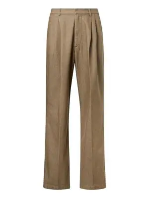 Dries Van Noten Pleated Wide-leg Denim Pants - Beige