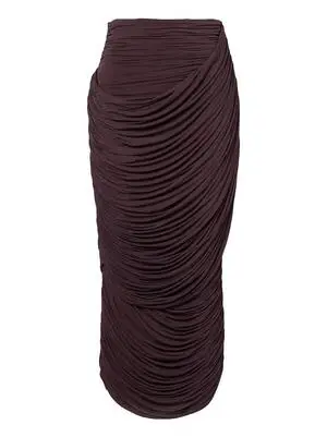 Magda Butrym Draped High-Rise Maxi Skirt Burgundy