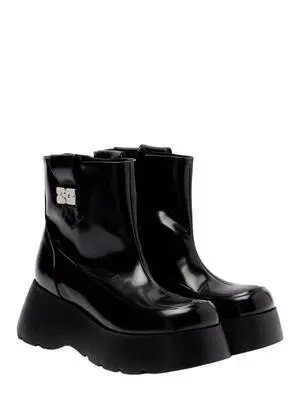 GANNI Kat Platform Ankle Boots - Black