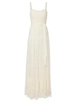 Elie Saab Embroidered Tulle Bustier Gown - White