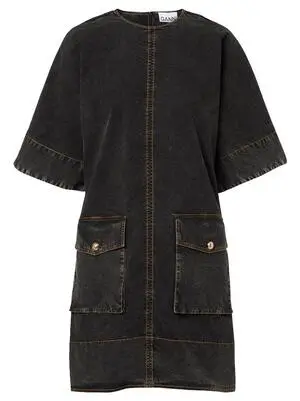 GANNI Denim Mini Dress - Black