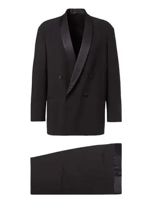 Giorgio Armani Double-breasted Virgin Wool Crêpe Tuxedo - Black