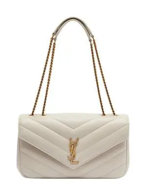 Saint Laurent Lou Lou Medium Leather Shoulder Bag - White