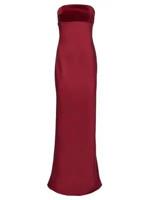 Max Mara Baia Cotton Satin Maxi Dress - Burgundy