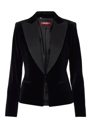 Max Mara Eolie Cropped Cotton Velvet Blazer - Black