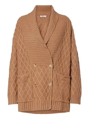 Max Mara Mirca Waffle-knit Camel Hair Cardigan - Beige