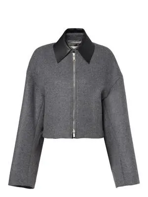Sportmax Vacuo Cropped Virgin Wool Jacket - Grey