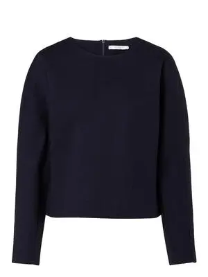 Max Mara Girello Wool And Cotton-blend Top - Blue