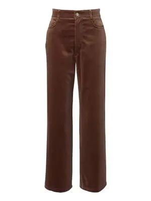 Max Mara High-rise Cotton Velvet Wide-leg Pants - Brown